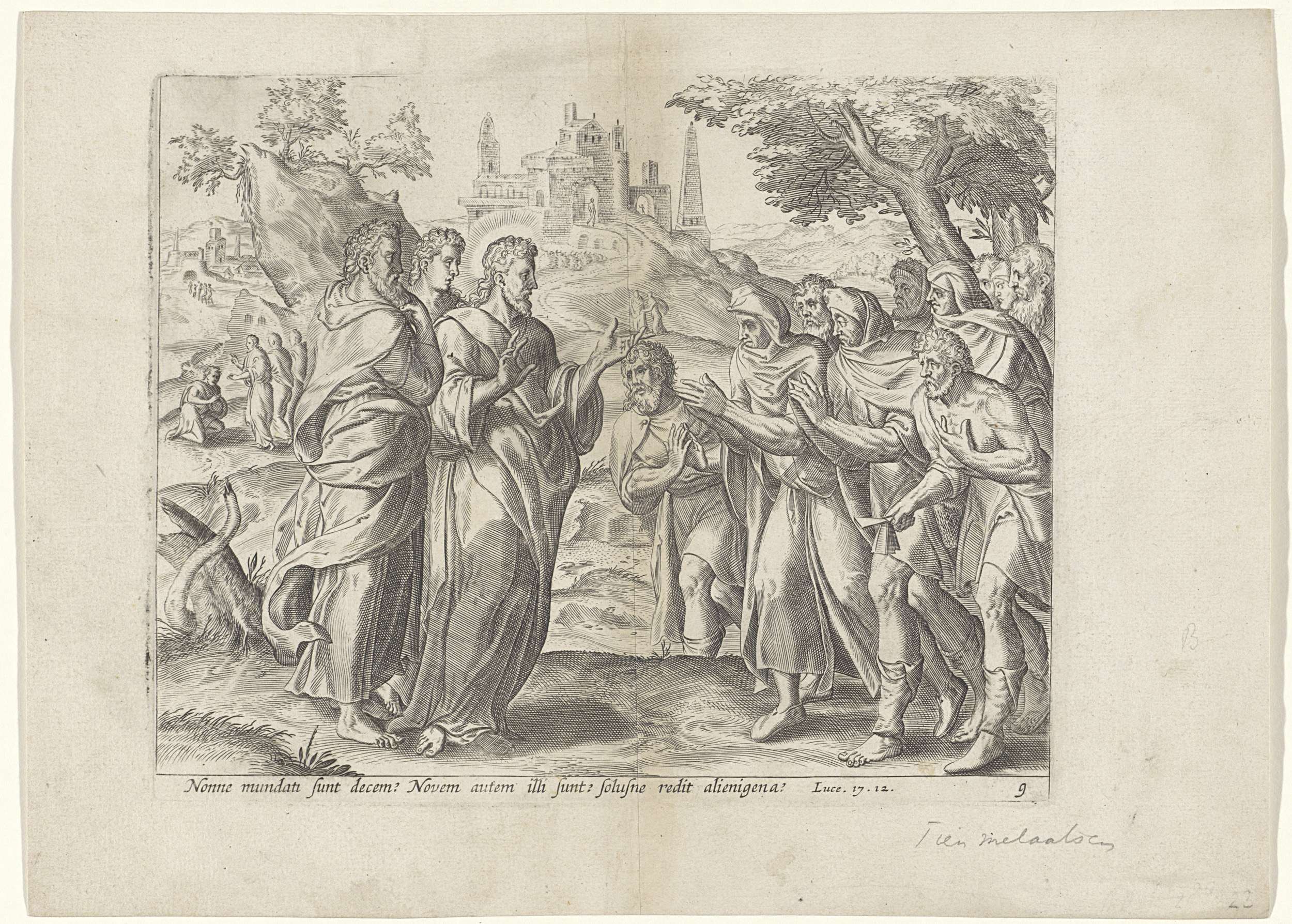 Christ heals the ten lepers, Johannes Wierix, | CanvasPrints.com