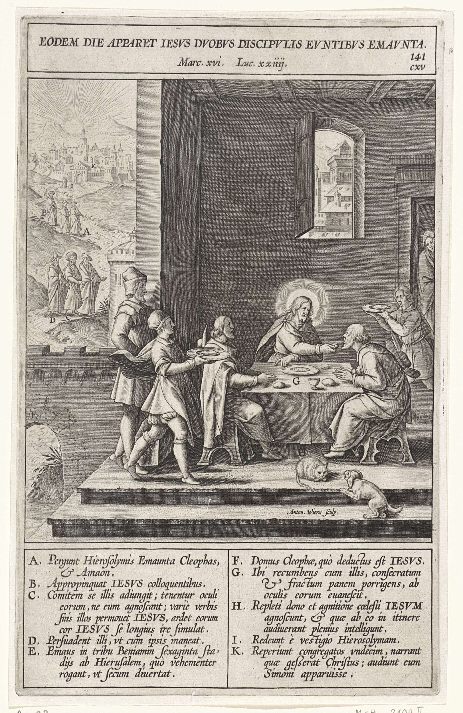 Meal at emmaüs, Antonie Wierix (II), 1593 | CanvasPrints.com