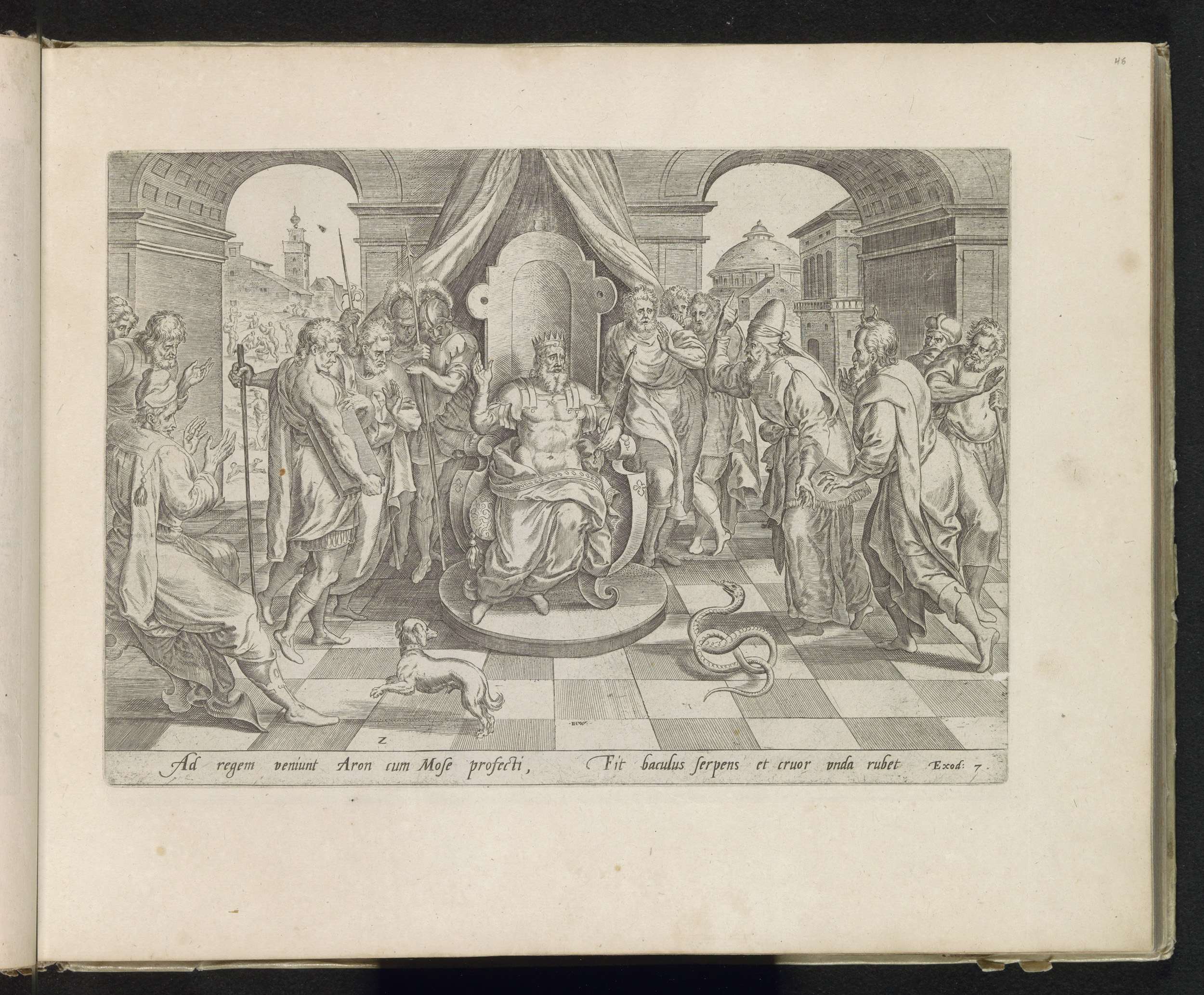 Moses and Aaron with pharaoh, Johannes Wierix, | CanvasPrints.com