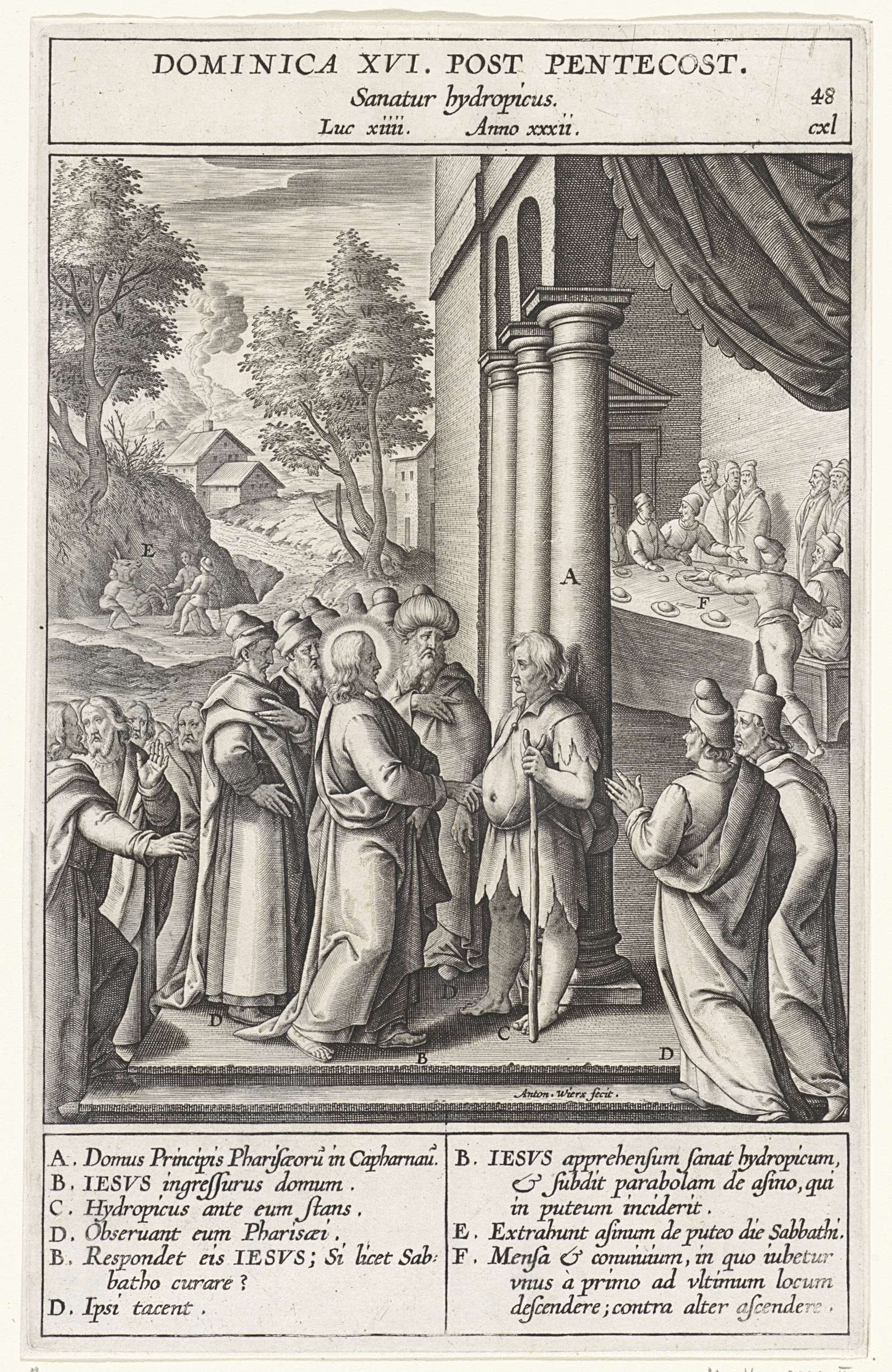 Christ heals a man with dropsy, Antonie Wierix | CanvasPrints.com