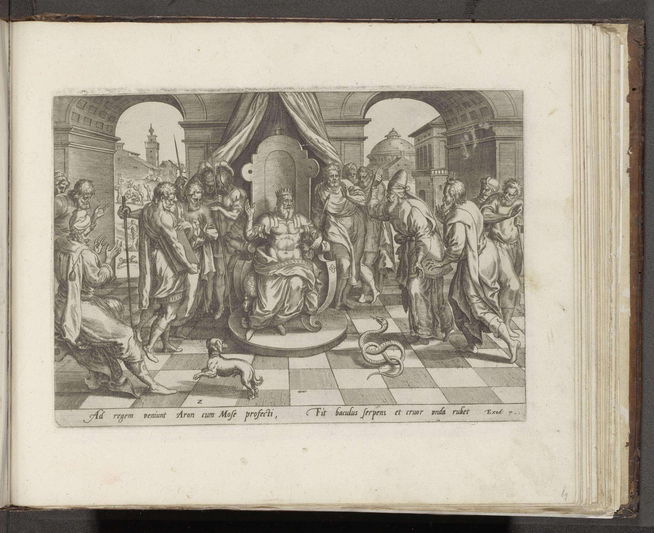 Moses and Aaron with pharaoh, Johannes Wierix, | CanvasPrints.com