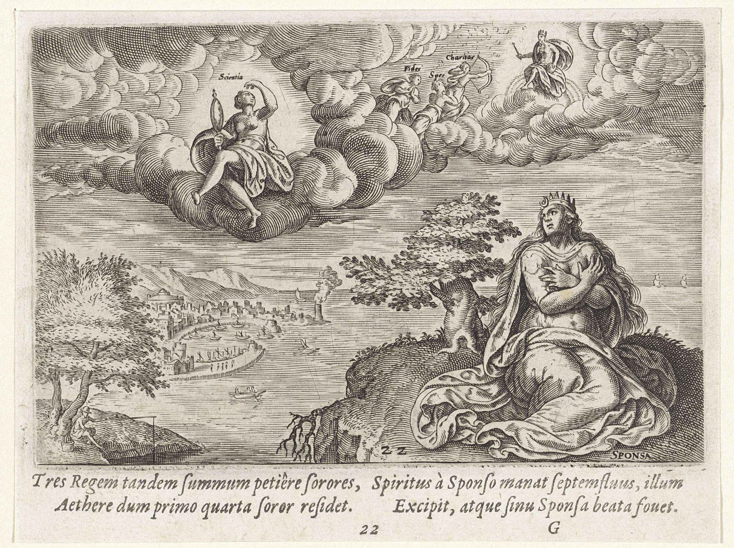 Virtues mediate for the bride, Johannes Wierix | CanvasPrints.com