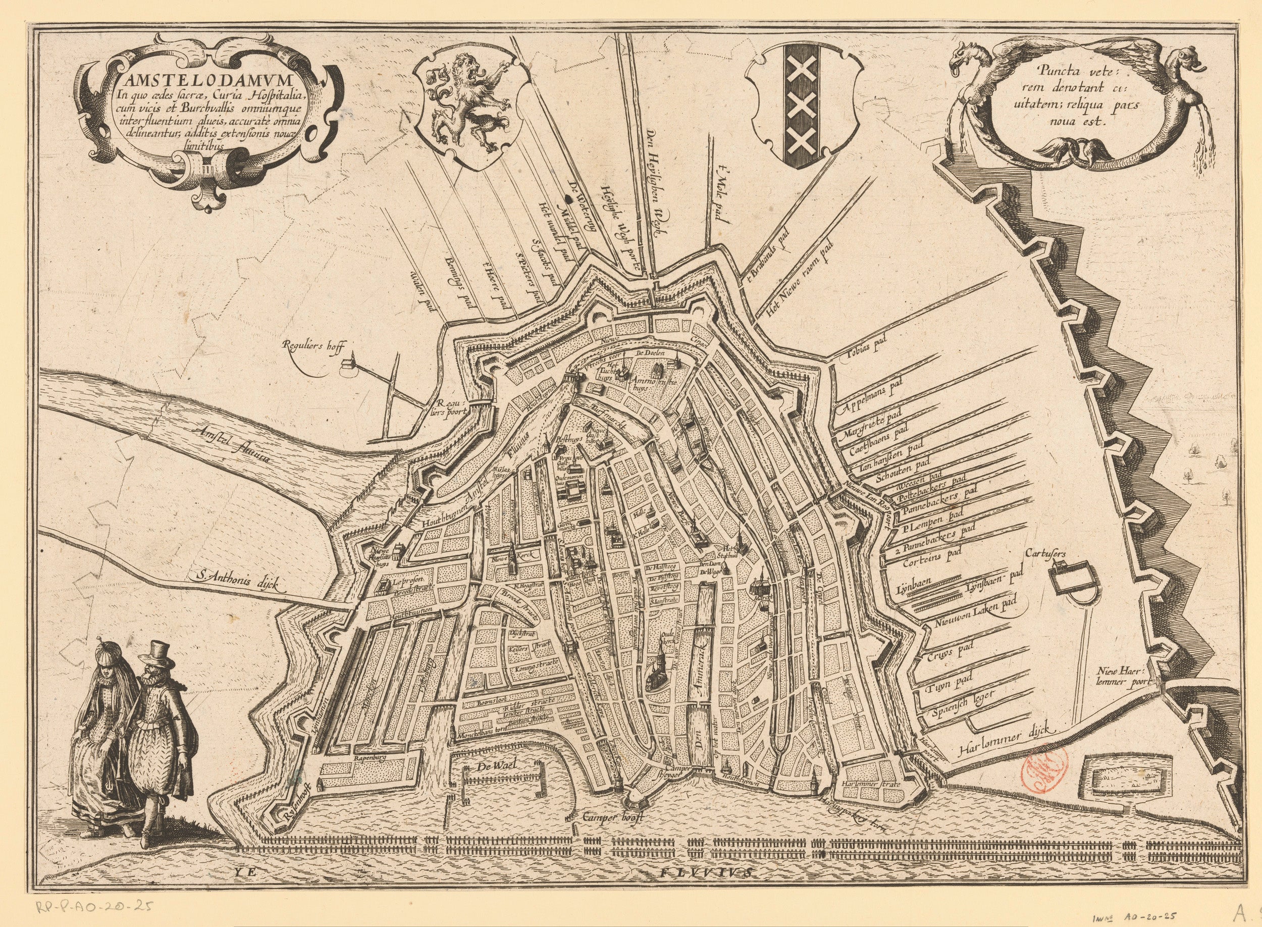 Map of Amsterdam, 1612, anonymous, 1617 - 1657 | CanvasPrints.com