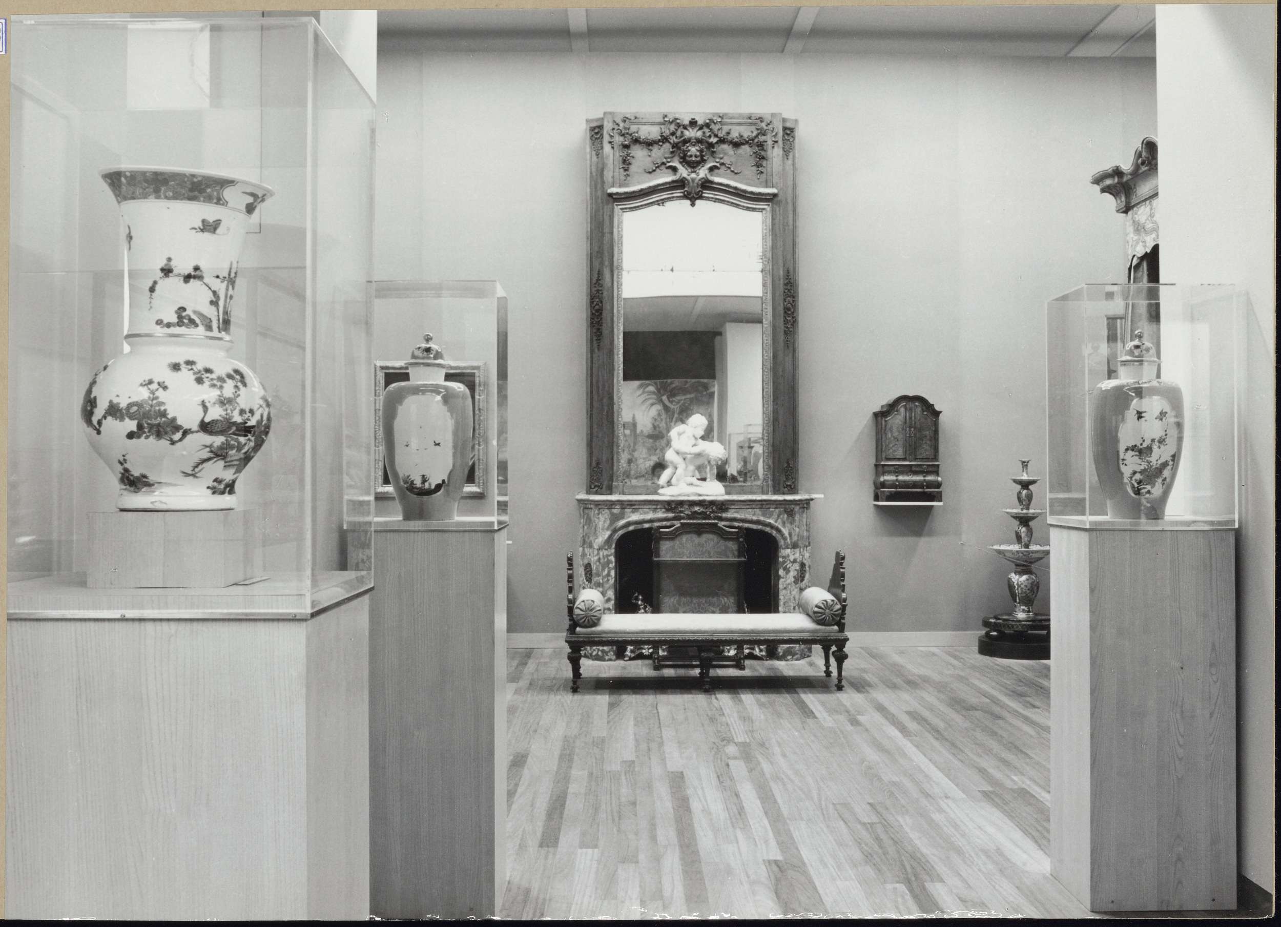 Room with vases in display cases and a view of | CanvasPrints.com