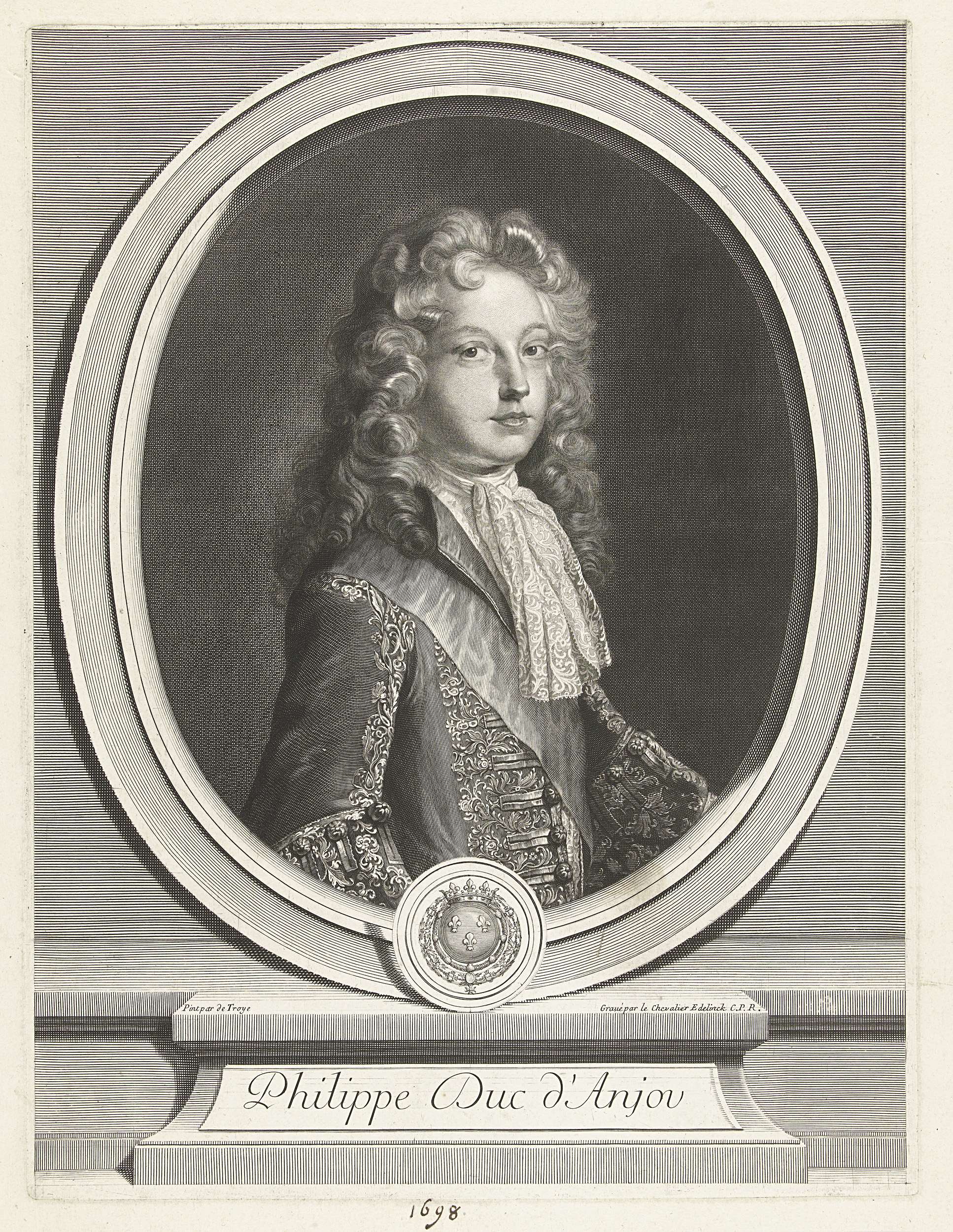 Portrait of Philip V of Spain, Gerard Edelinck | CanvasPrints.com