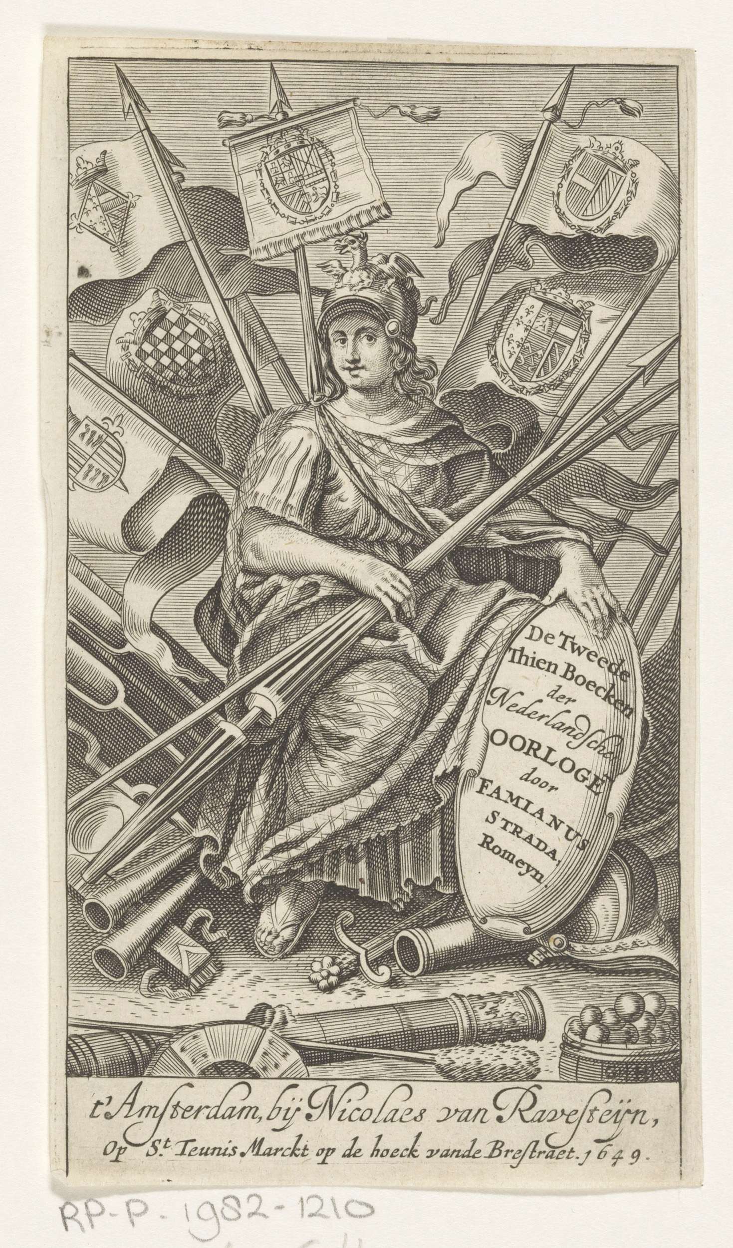 Female personification with flags and weapons, | CanvasPrints.com