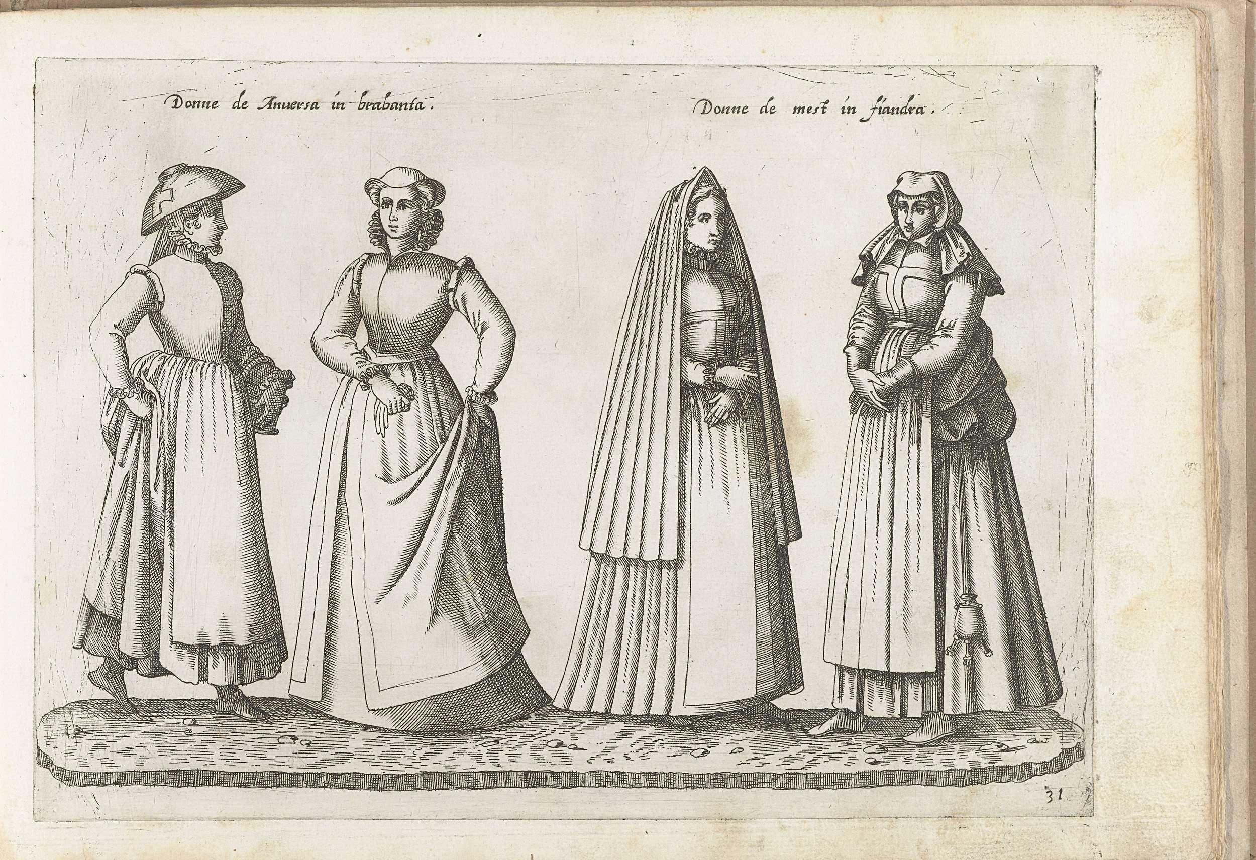 Four women, dressed according to flemish fashi | CanvasPrints.com