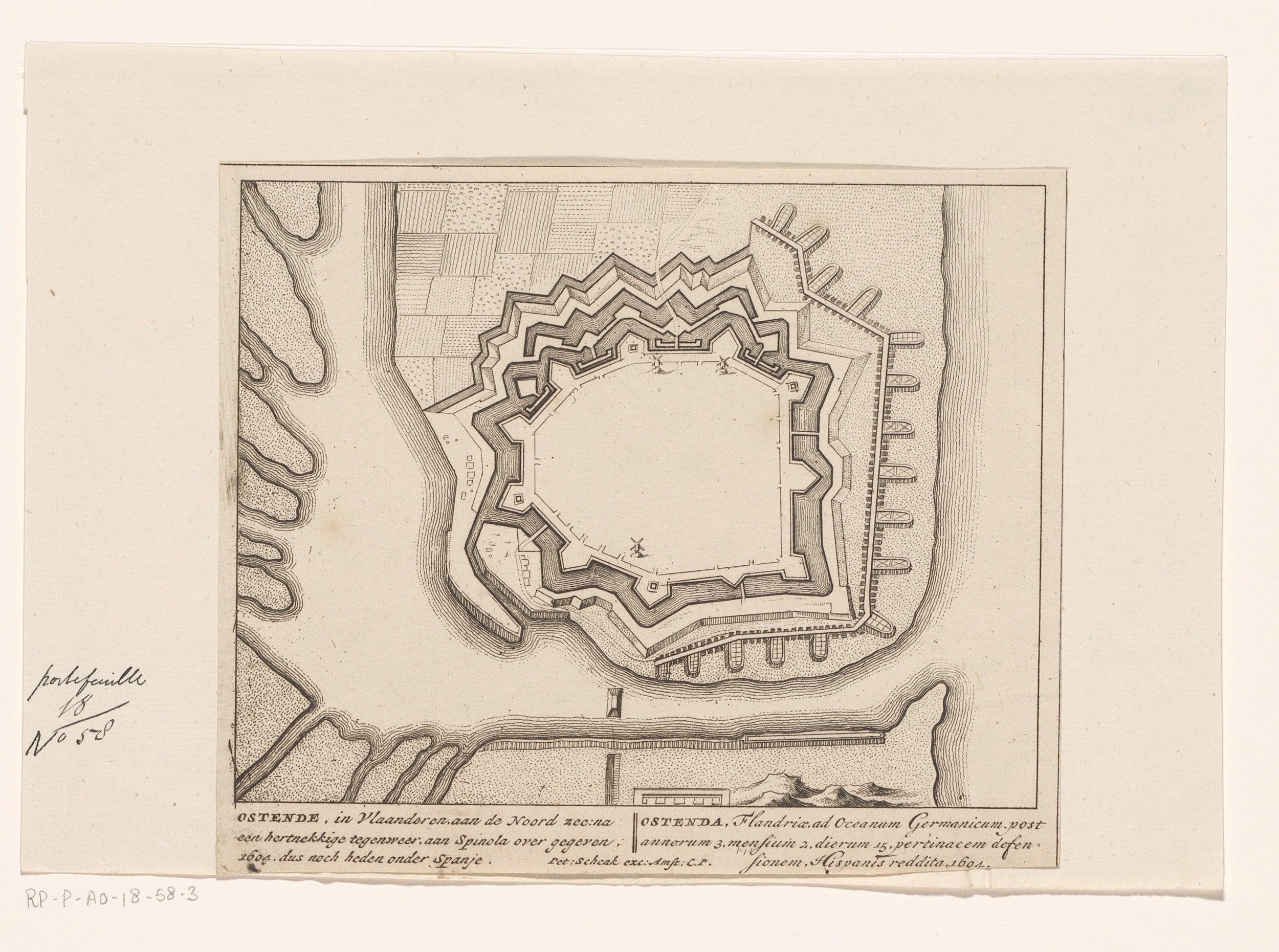 Fortress map of Ostend, anonymous, 1695 - 1711 | CanvasPrints.com