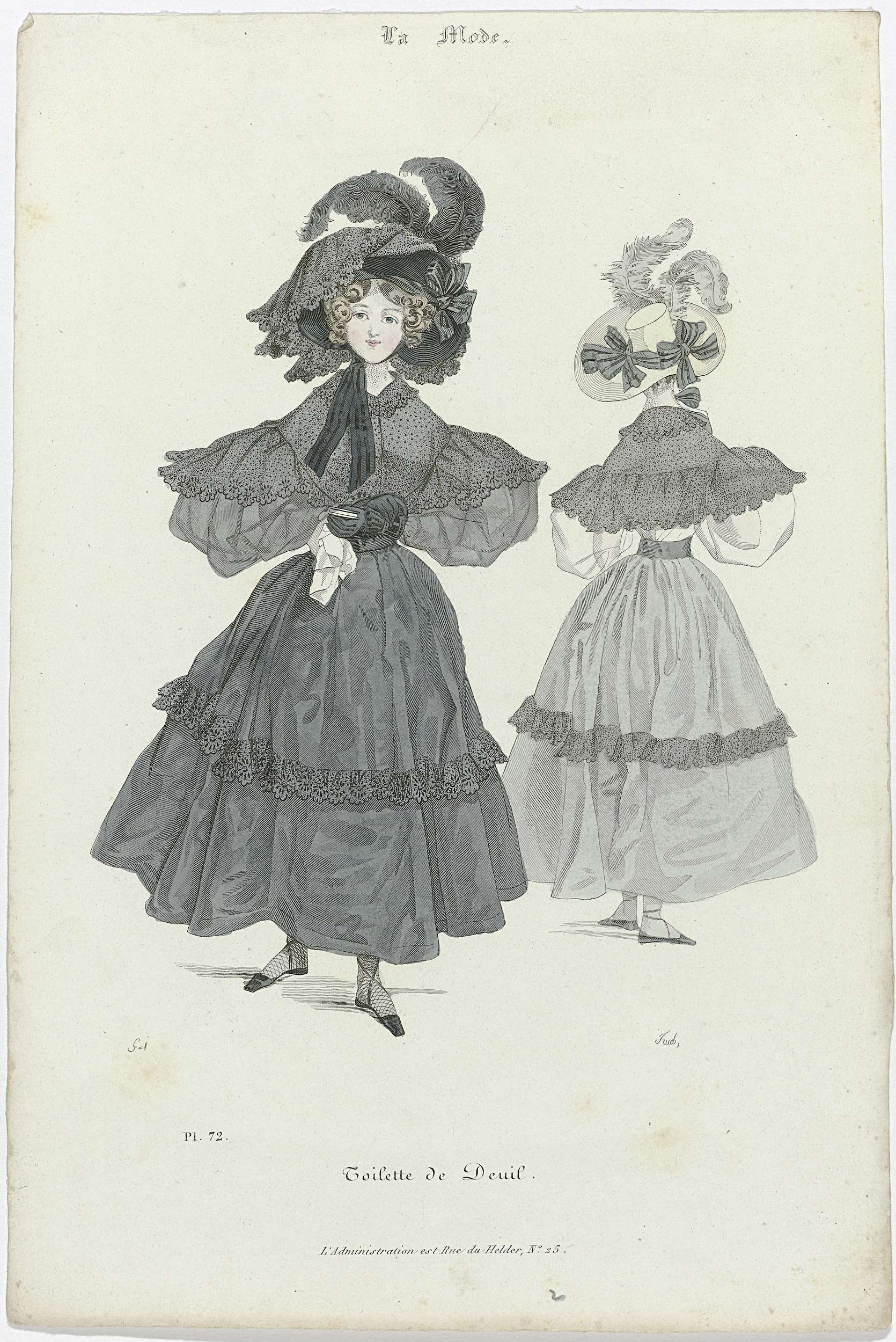 La Mode, 1830, Pl. 72 : Toilette de Deuil, Tru | CanvasPrints.com