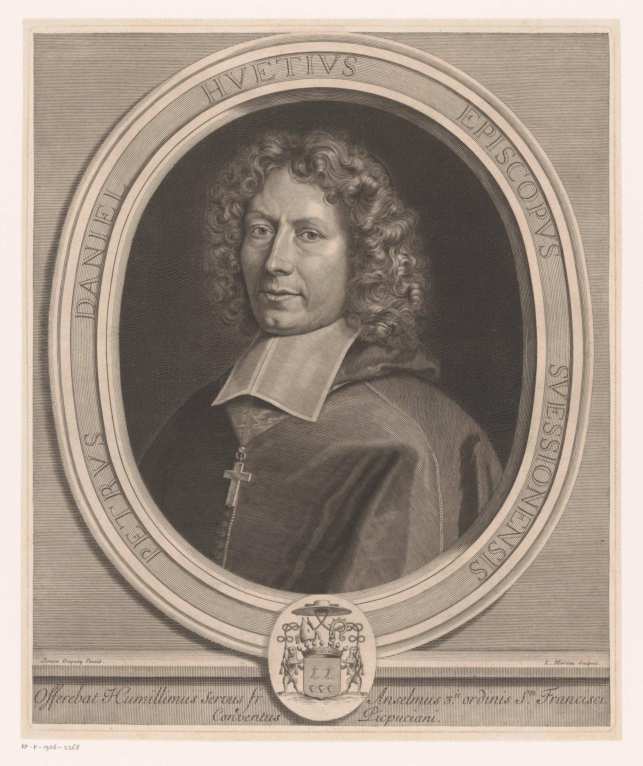 Portret van Pierre Daniel Huet, Louis Moreau, | CanvasPrints.com