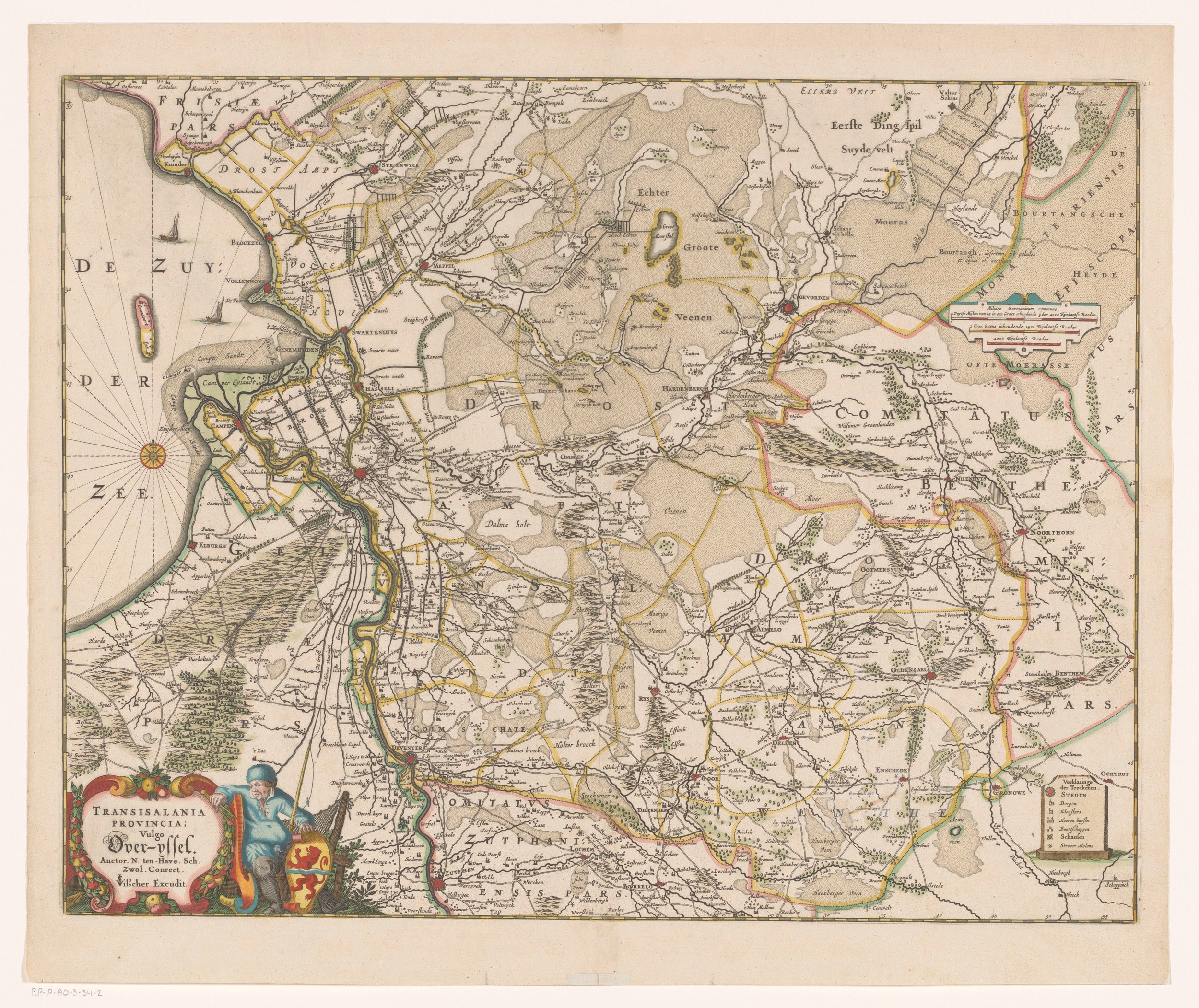 Map of Overijssel, anonymous, 1640 - 1652 | CanvasPrints.com