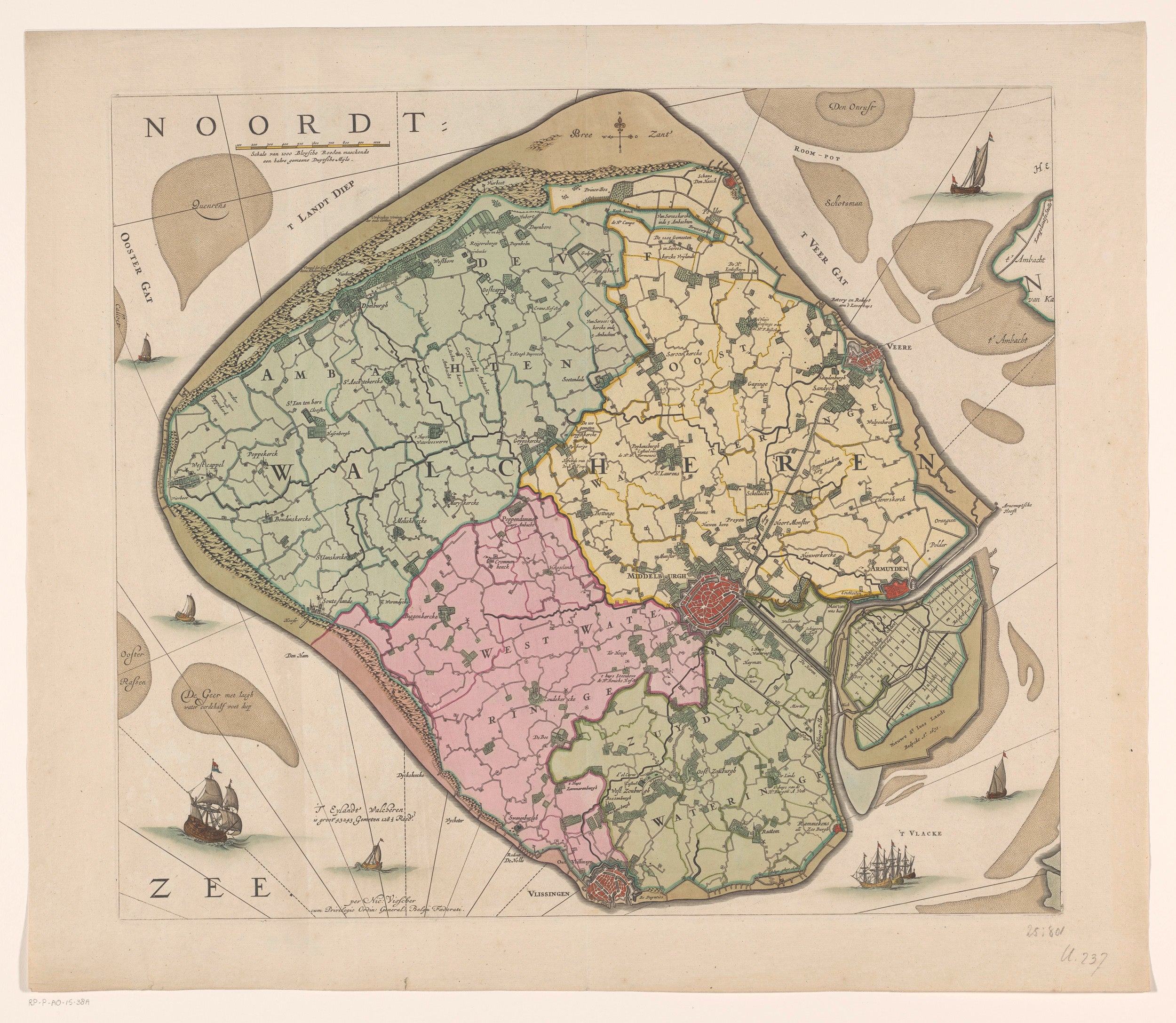 Map of Walcheren, anonymous, 1678 - c. 1719 | CanvasPrints.com