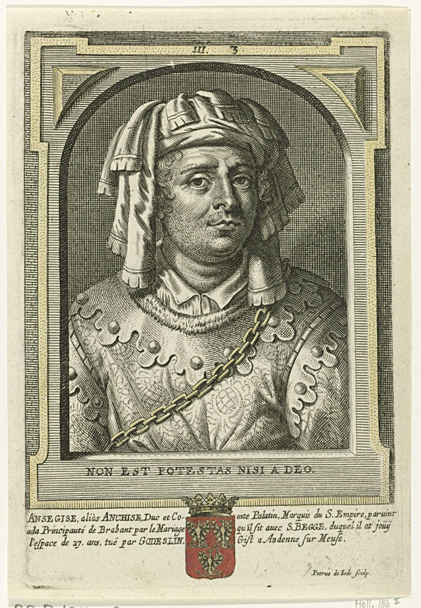 Portrait of Ansegisel, Pieter de Jode (II), af | CanvasPrints.com