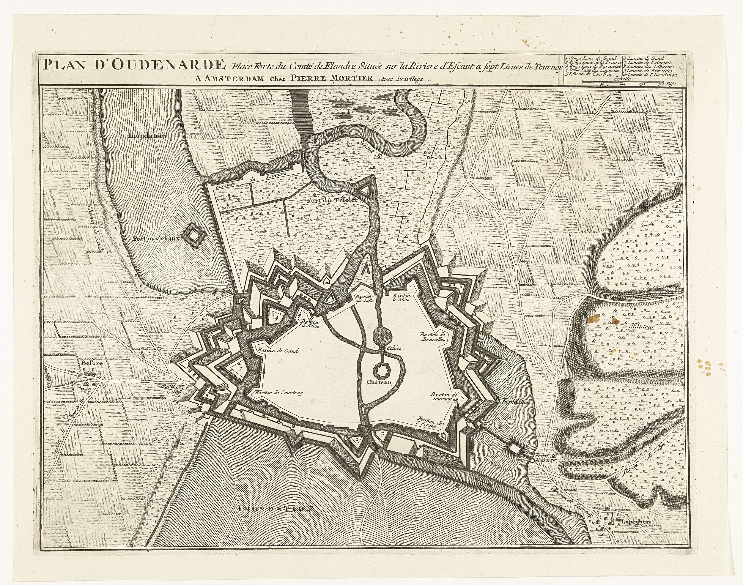 Map of Oudenaarde, c. 1708, anonymous, 1708 | CanvasPrints.com