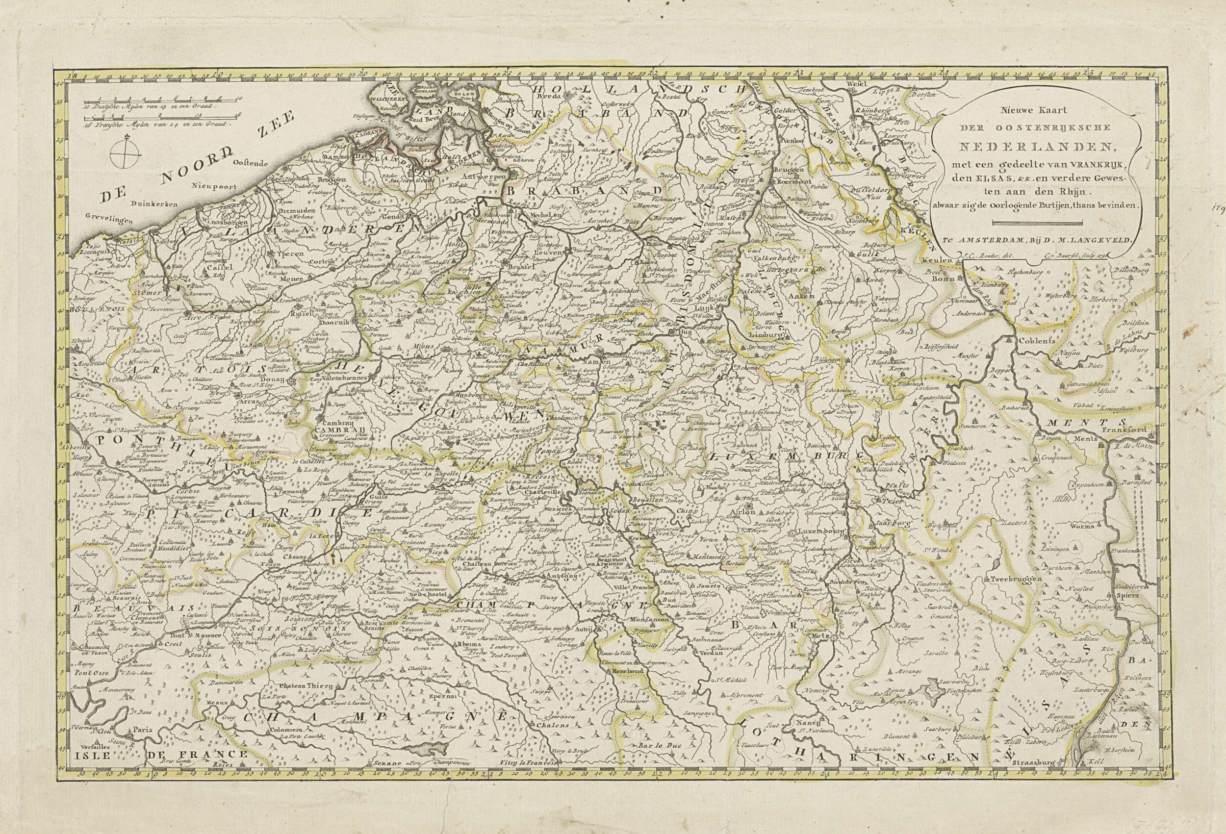 Map of the Austrian Netherlands, 1792, Corneli | CanvasPrints.com