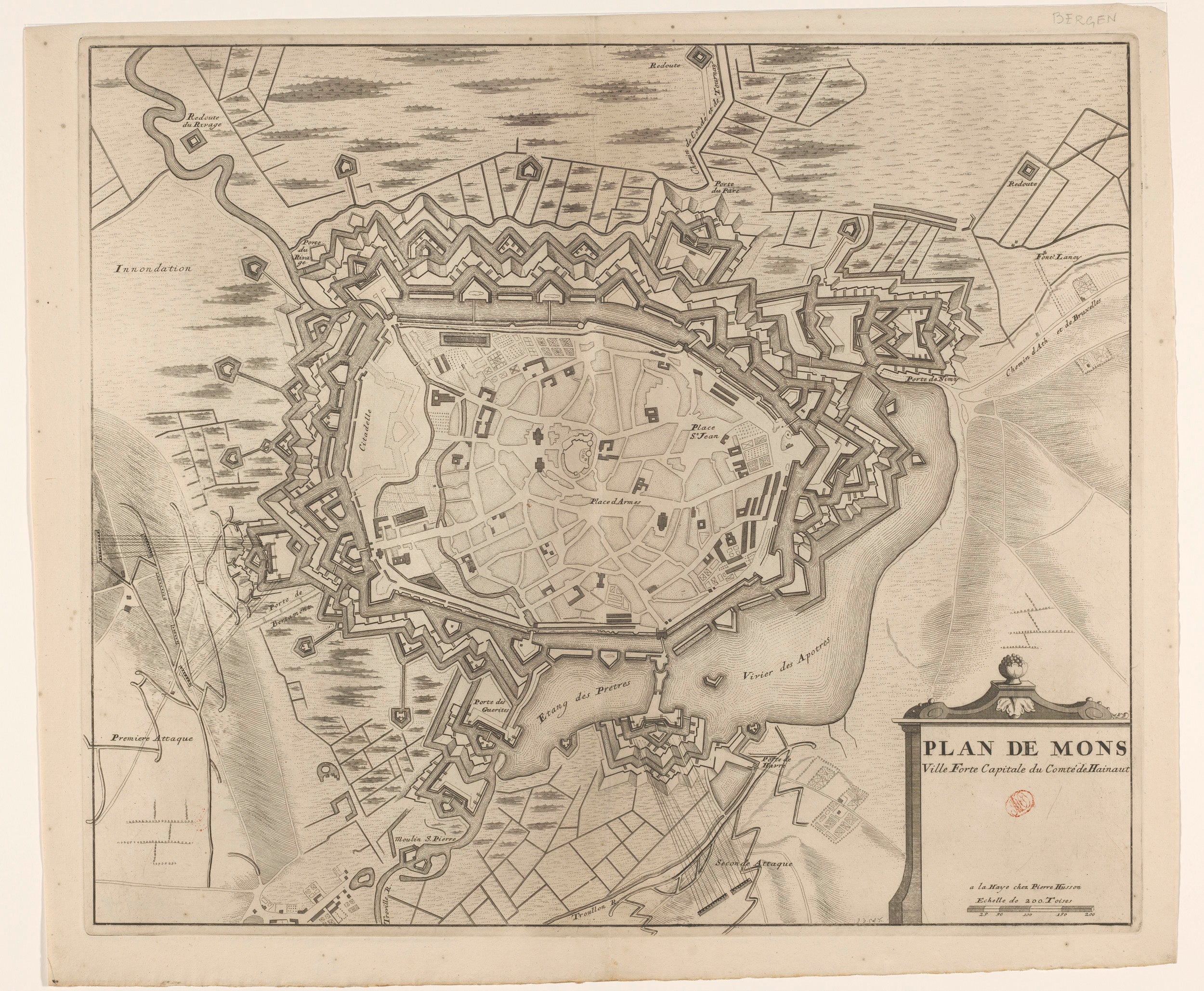 Plan of the Siege of Mons (Mons), 1709, Pieter | CanvasPrints.com