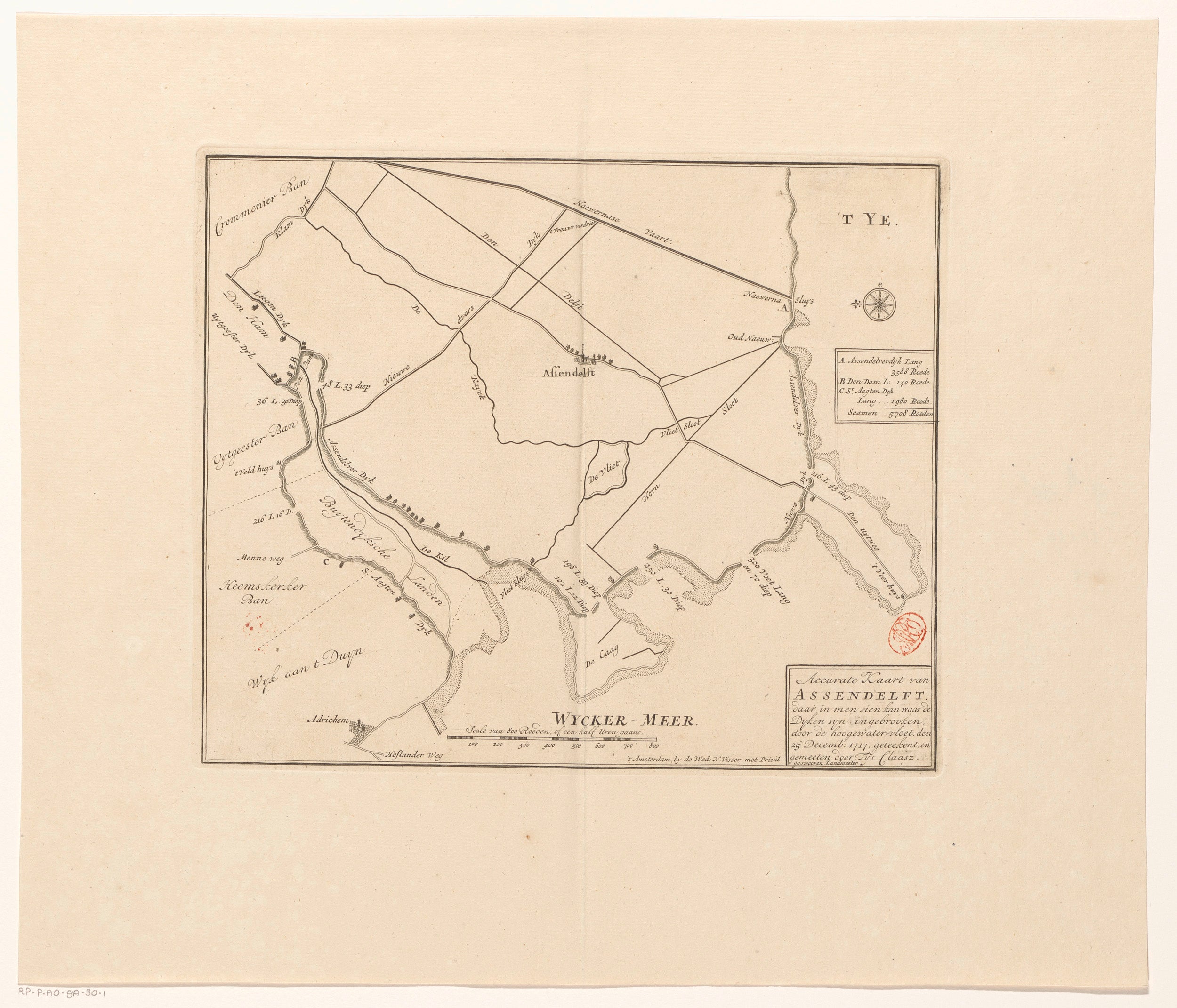 Map of Assendelft with dike breaches, 1717, an | CanvasPrints.com
