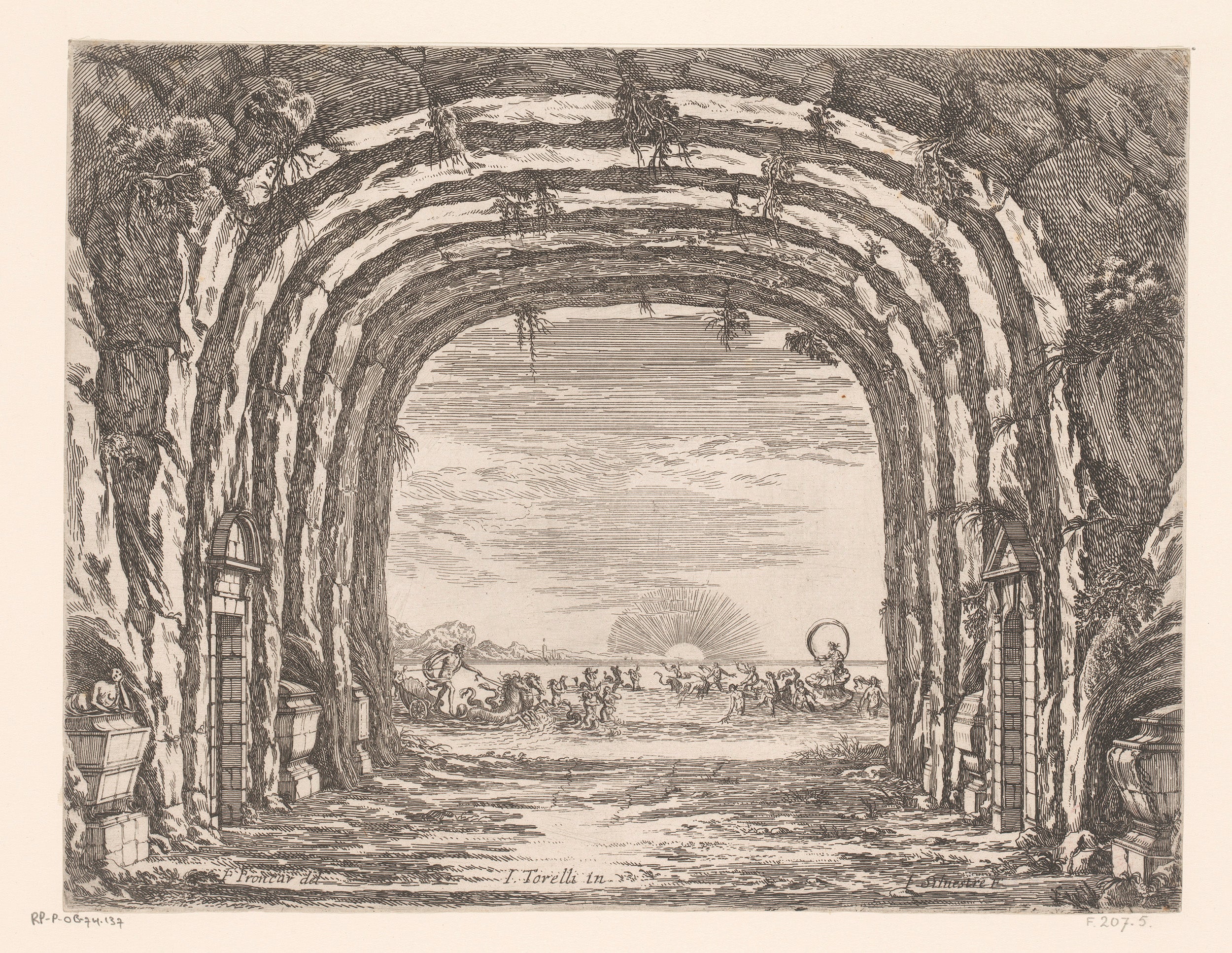 Stage décor with face at sea from a cave, vari | CanvasPrints.com