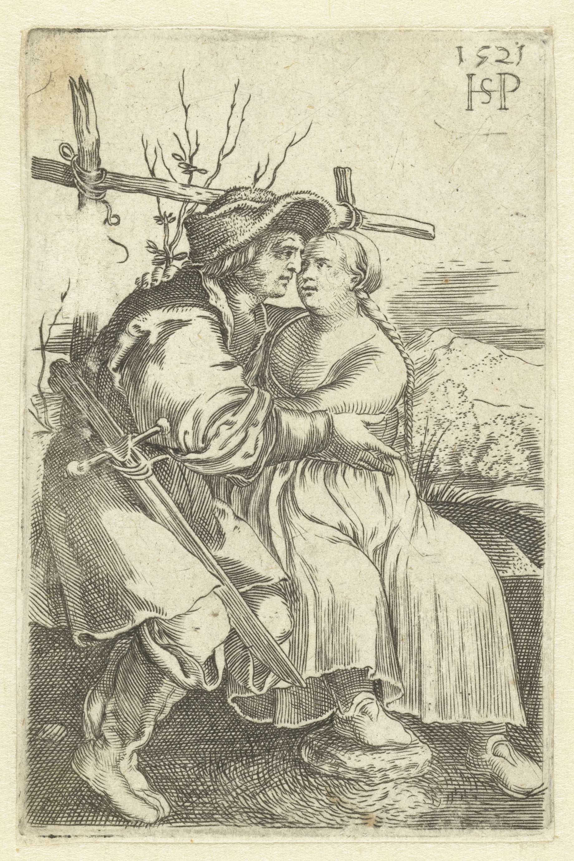 Peasant love couple, Hans Sebald Beham, 1521 - | CanvasPrints.com