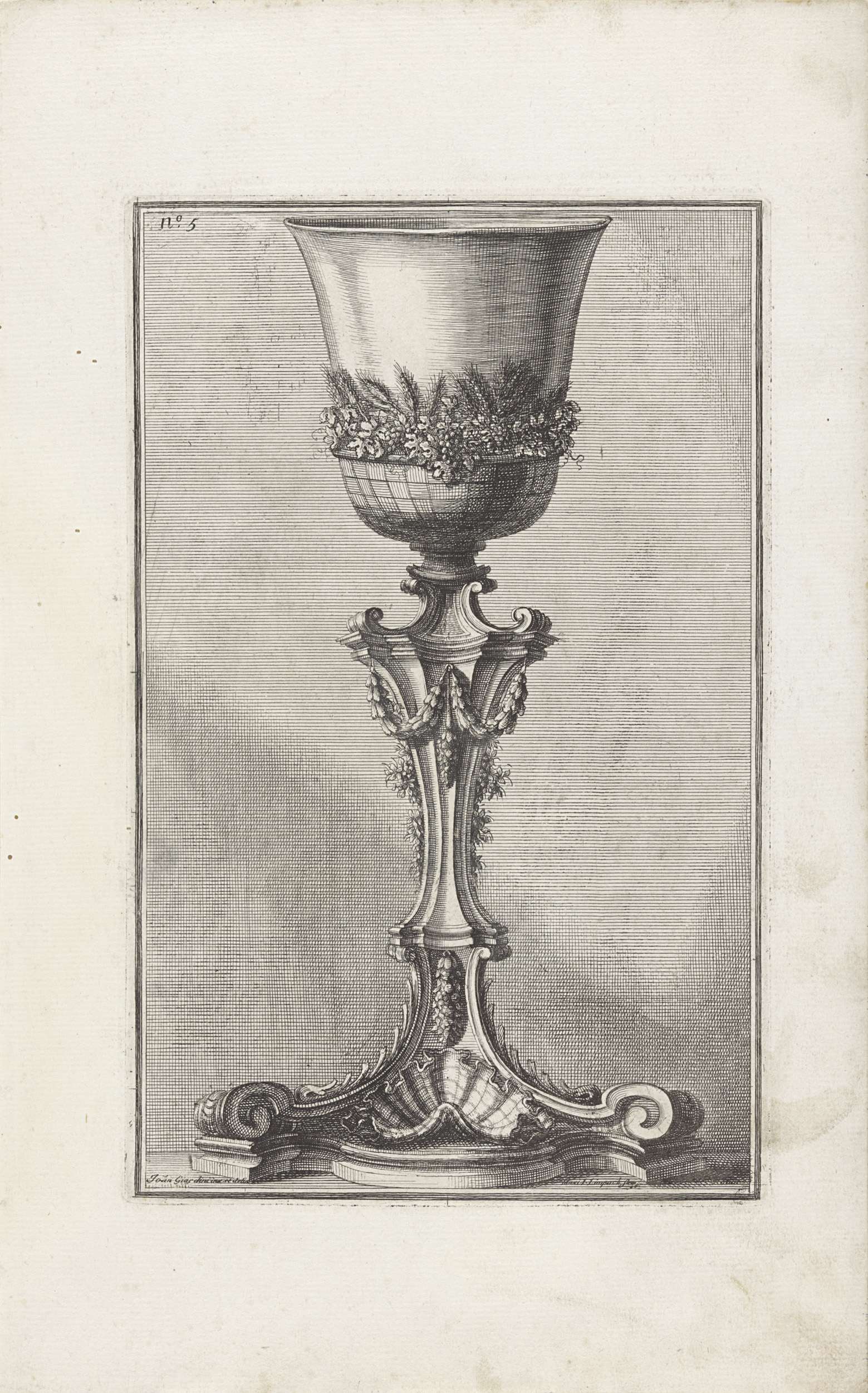 Chalice with vines, ears of corn and garlands, | CanvasPrints.com