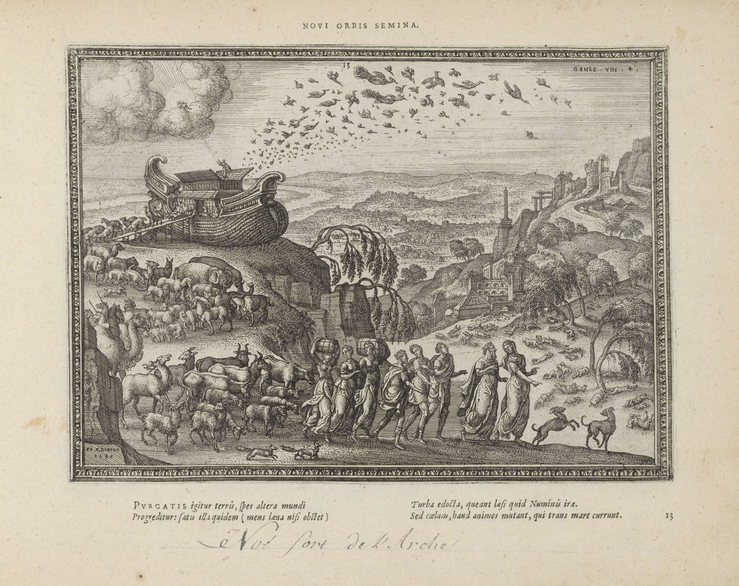 Noah, his family and the animals leave the ark | CanvasPrints.com