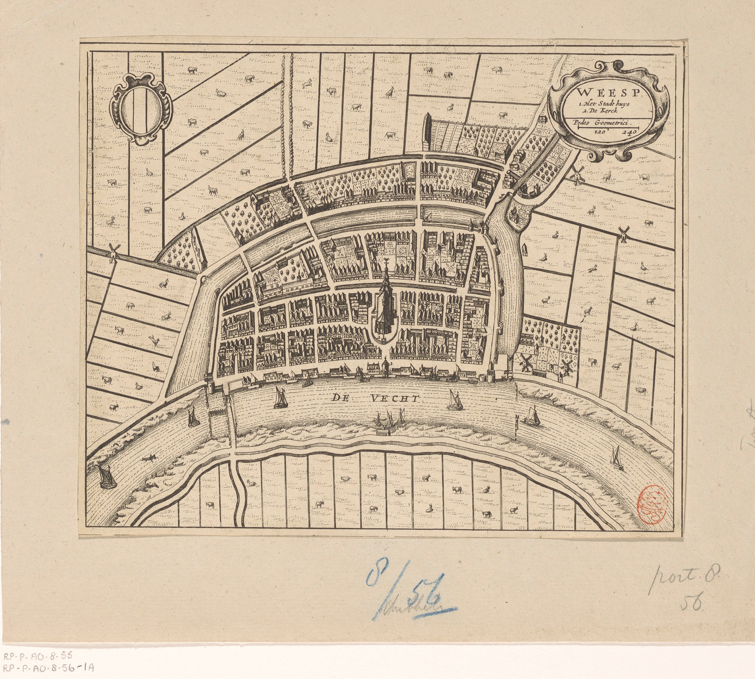 Map of Weesp, anonymous, 1657 - c. 1704 | CanvasPrints.com