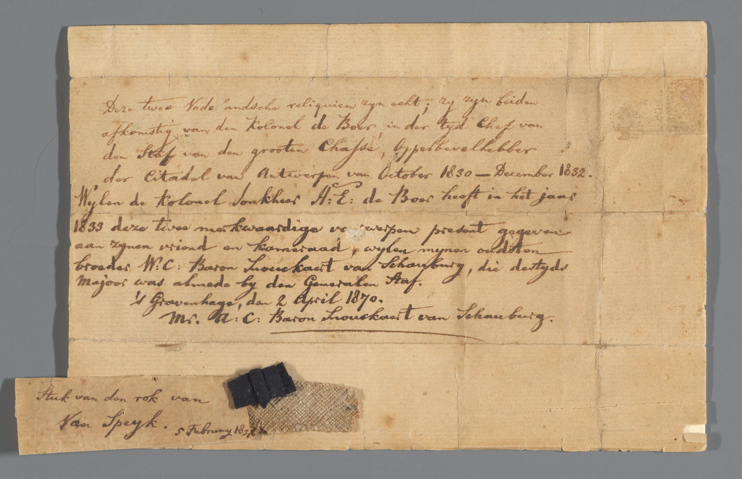 Declaration of provenance with piece of sheet | CanvasPrints.com