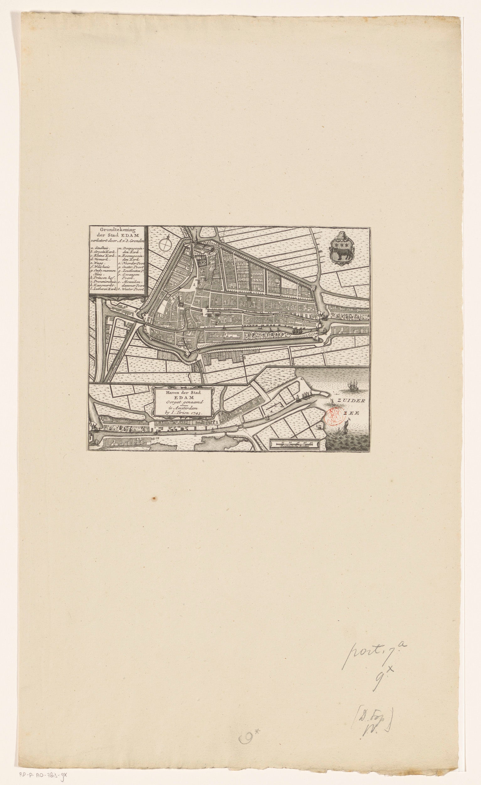 Map of Edam, anonymous, 1743 - after 1780 | CanvasPrints.com