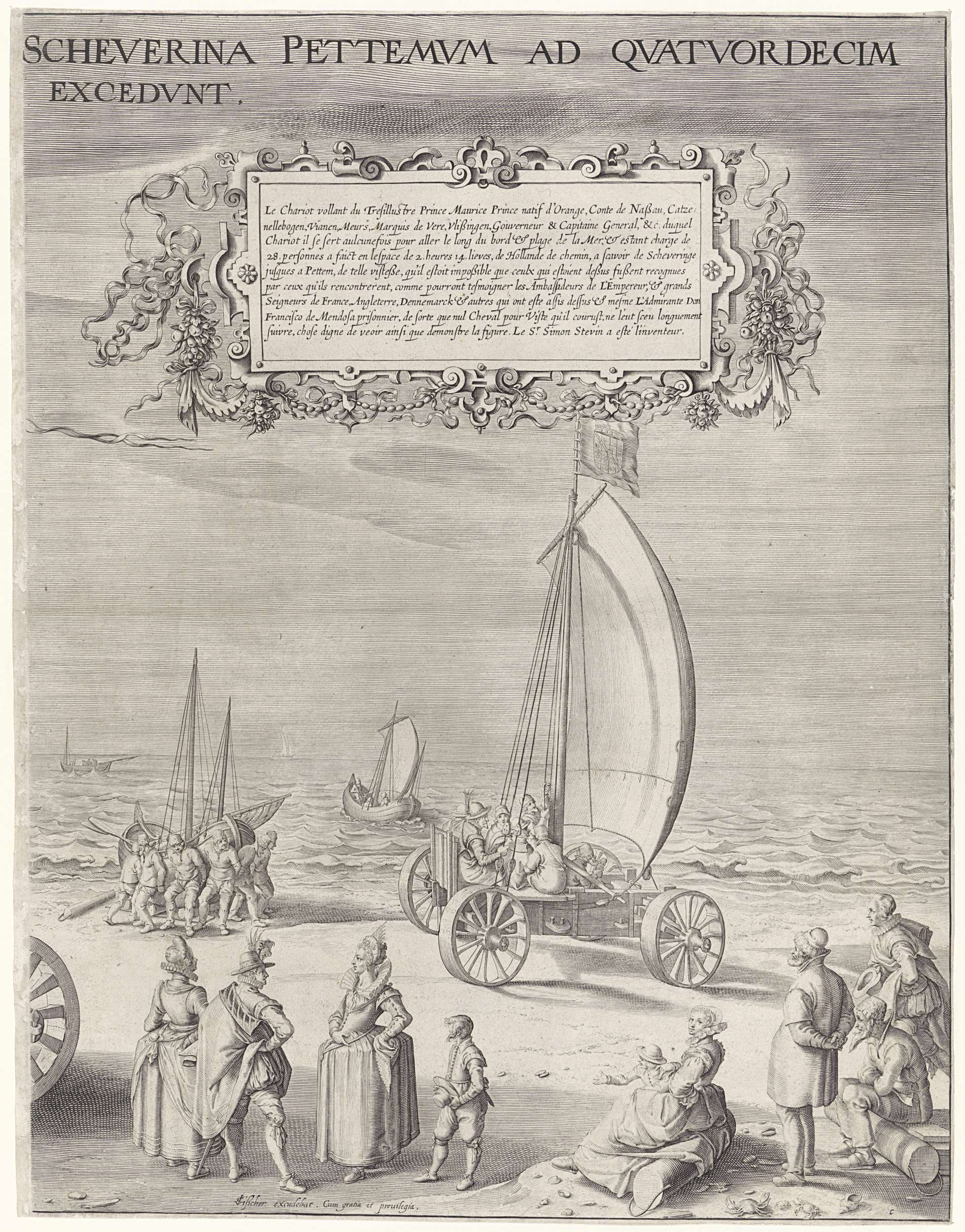 Sailing wagon by Simon Stevin (right plate), 1 | CanvasPrints.com