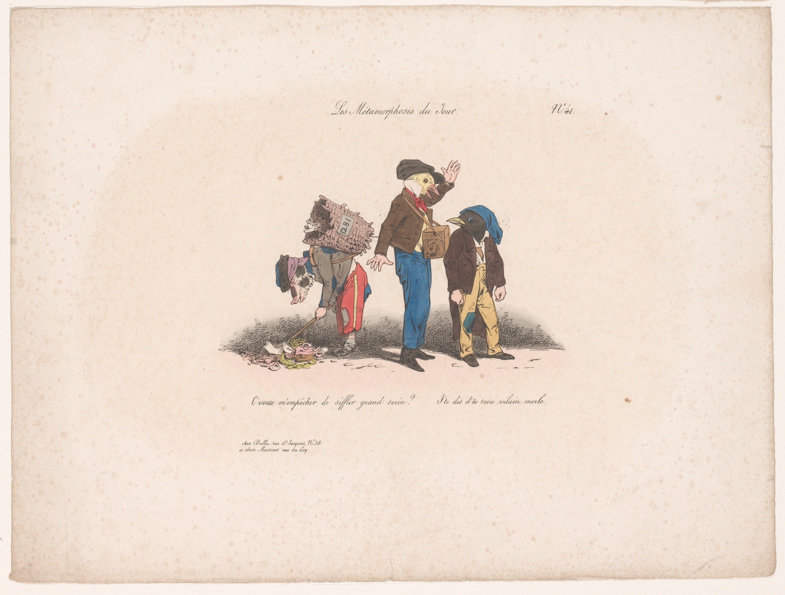 Two arguing birds and a pig among rubbish, Jea | CanvasPrints.com