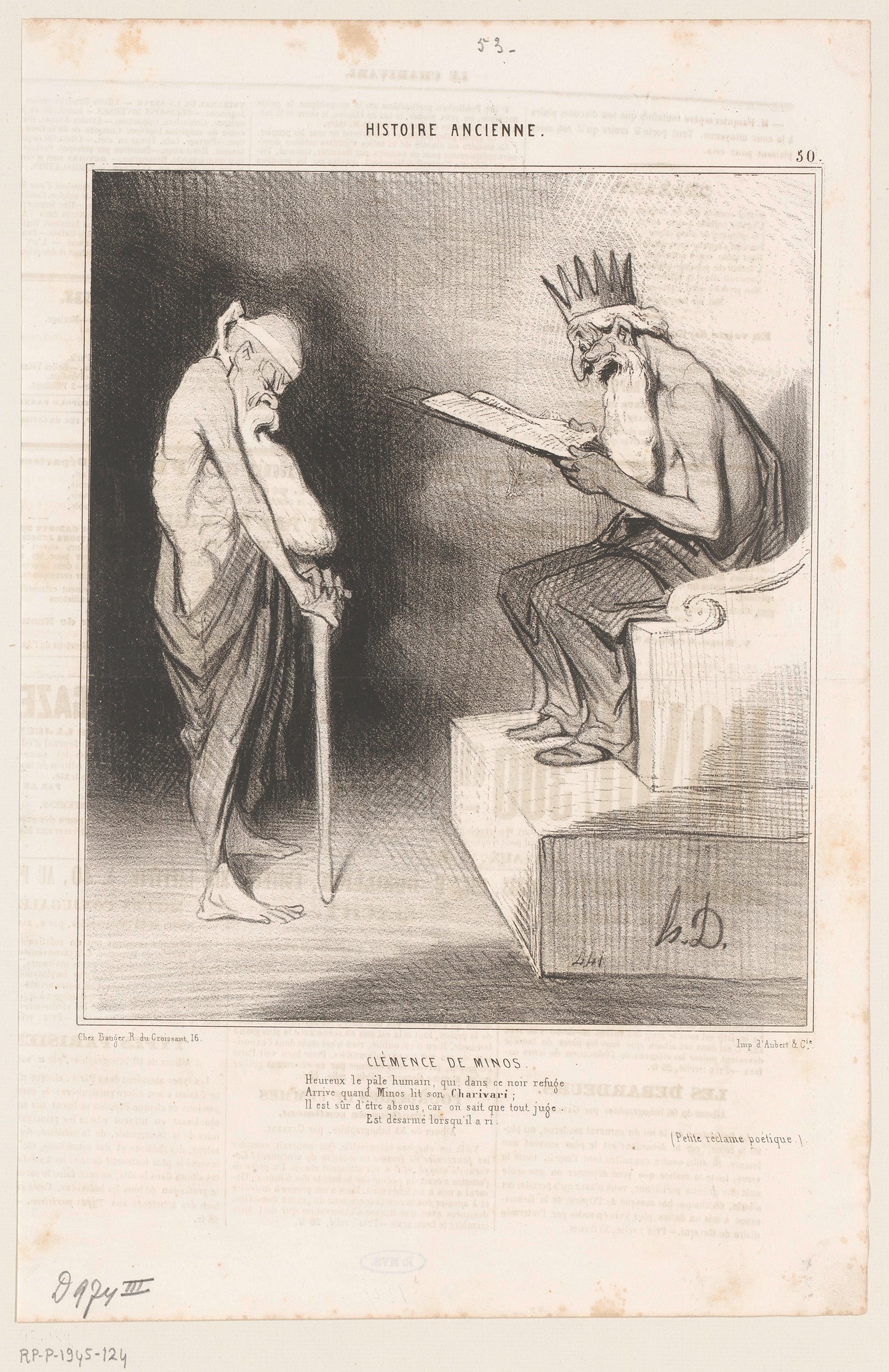 Caricature of King Minos as a judge in the und | CanvasPrints.com