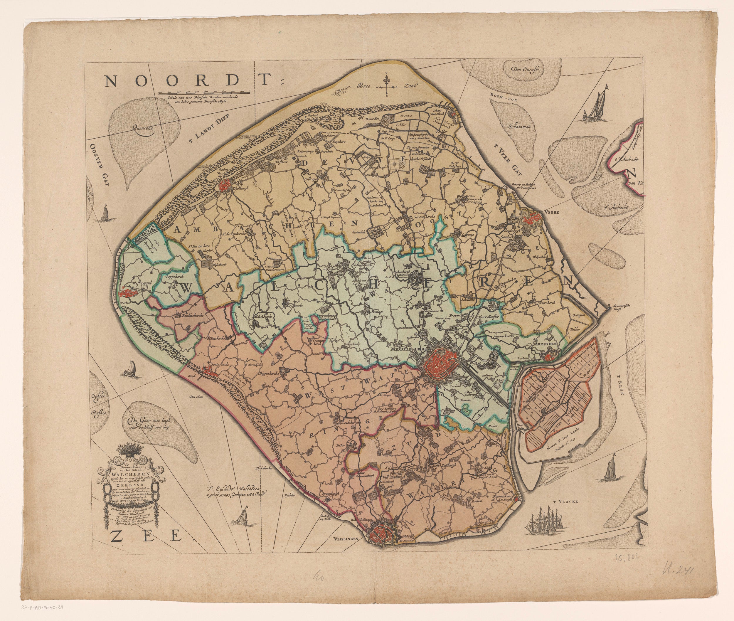 Map of Walcheren, anonymous, 1719 - 1725 | CanvasPrints.com