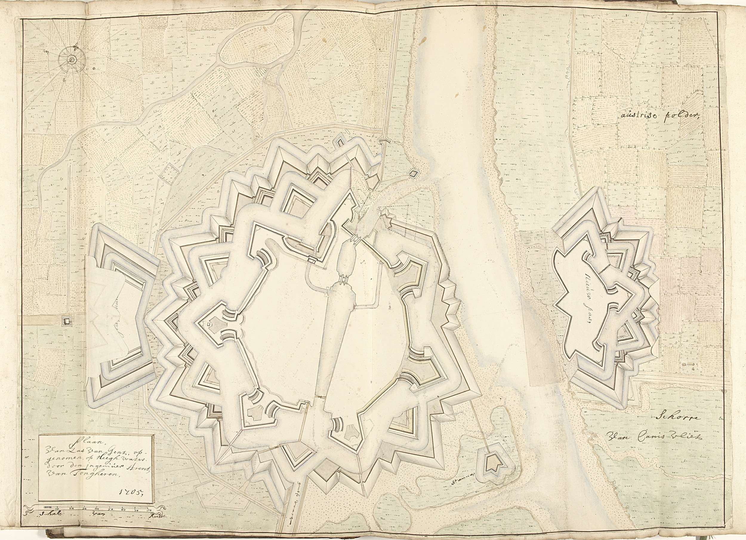 Map of Sas-van-Gent, 1705, aren't van Tongeren | CanvasPrints.com